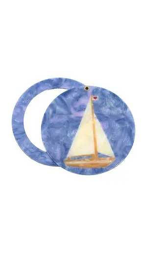 SOLAR ECLIPSE Hand-painted Sail Boat Compact Mirror
