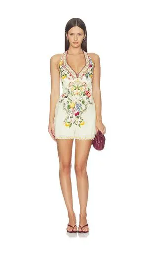 Camilla Button Front Halter Playsuit - Lemon