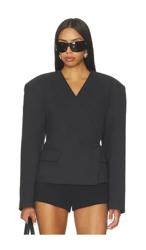EAVES X Blake Evin Cropped Naama Blazer - Charcoal