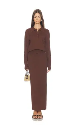 ALL THE WAYS Emahlee Knit Maxi Skirt Set In . Also - Brown