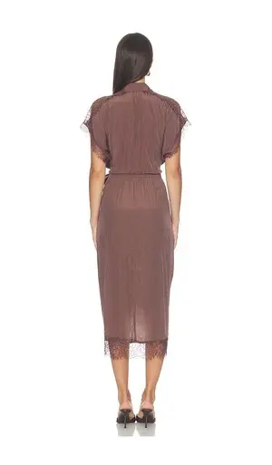 Steve Madden Textured Voile Lace Trimmed Midi Dress