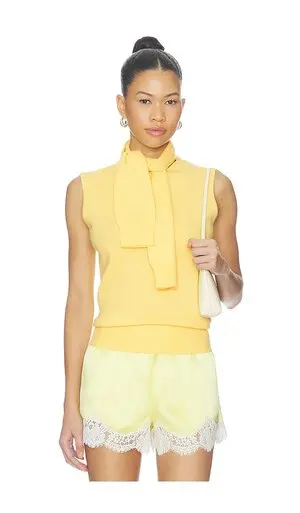 AKNVAS Cashmere Wool Blend Sleeveless Tie Knit Top - Yellow