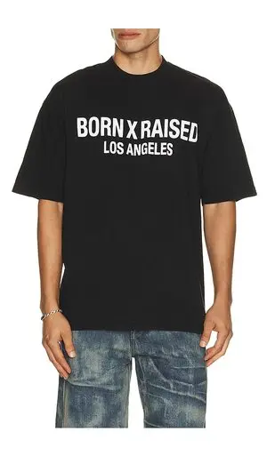 BORN X RAISED Headline Tee In . Also - Black