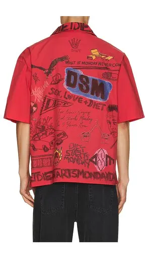 DIET STARTS MONDAY Doodle Button Up Shirt In . Also - Red