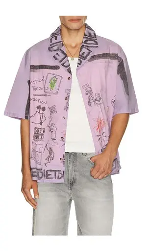 DIET STARTS MONDAY Doodle Button Up Shirt In . Also - Purple