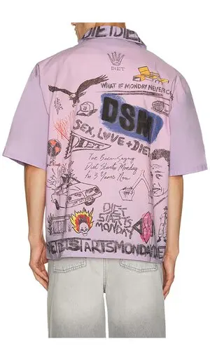 DIET STARTS MONDAY Doodle Button Up Shirt In . Also - Purple