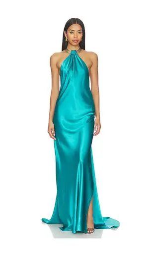 BRONX BANCO Amara Backless Gown In . Also - Teal