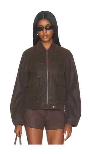 Free People X We The Free Blair Faux Suede Sierra Jacket - Chocolate