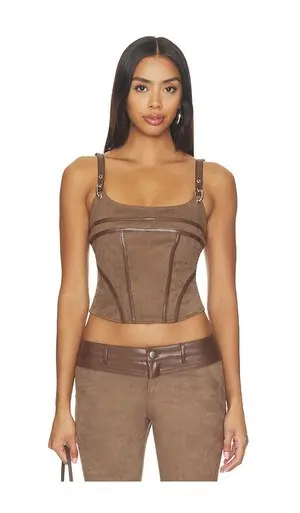 I.AM.GIA Viviane Suede Corset Top In . Also - Chocolate