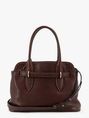 Miu Miu Aventure Leather Handbag With Embossed Lettering Logo