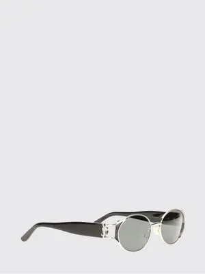 Saint Laurent Saint Laurent Oval Tortoiseshell Acetate Sunglasses With Monogram Black