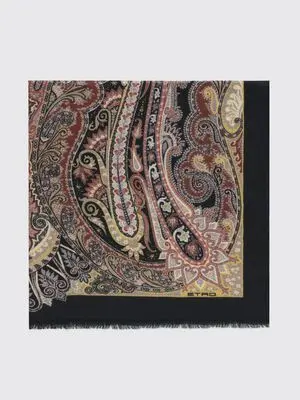 Etro 100% Cashmere Paisley Print Scarf With Fringed Edges - Pink