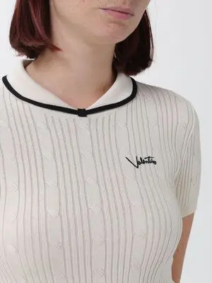 Valentino Garavani Contrast Trim Ribbed V-neck Sweater