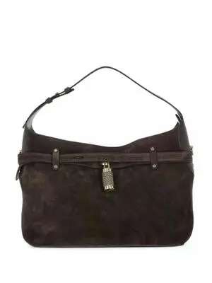 Borbonese Small Premere Hobo Suede Padlock Shoulder Bag - Brown