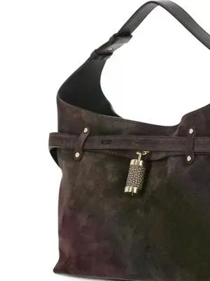 Borbonese Small Premere Hobo Suede Padlock Shoulder Bag