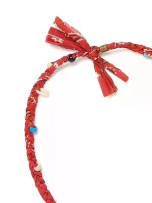 Alanui Bandana Braided Cowrie-shell Necklace - Red