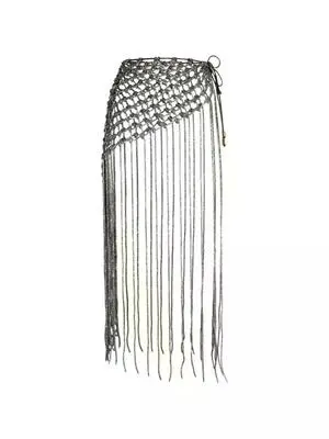 HIBOURAMA Crystal Pareo Fringed Skirt - Grey