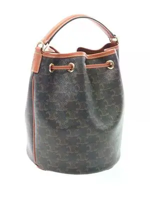 Celine 2010-2026 Triomphe Coated Canvas Clara Bucket Bag Satchel - Brown