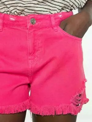 MY TWIN Distressed Frayed-edge Denim Shorts