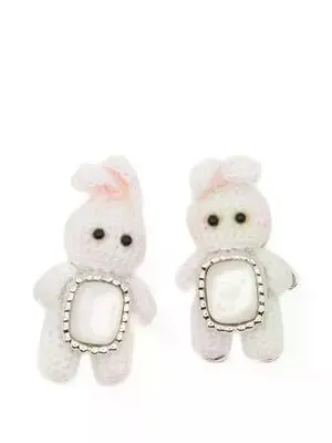 YVMIN Bunny Motif Sterling Earrings - Silver