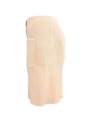 Maje Ribbed-knit Buttoned Skirt