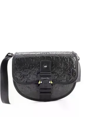 Dior Gallop Flap Messenger Bag Oblique Patent Mini Crossbody Bag - Black