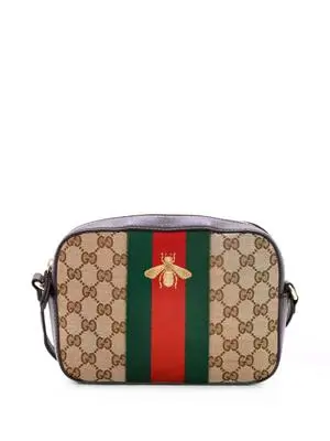 Gucci Bee Web Camera Bag Gg Canvas Crossbody Bag