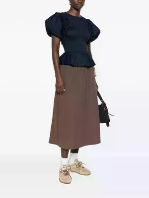 DAMSON MADDER Caspia Drawstring Midi Skirt - Brown