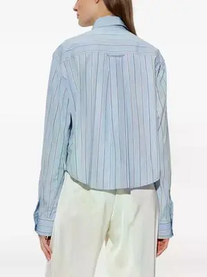 AMI Paris Striped Cotton Cropped Shirt