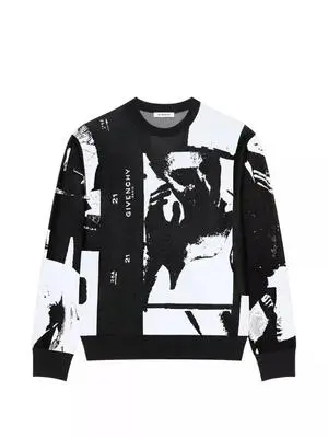 Givenchy Sweater In Knit With Photographic Negative-jacquard - Black