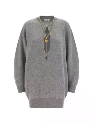 Elisabetta Franchi Chain-embellished Wool Mini Dress