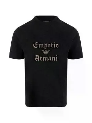 Emporio Armani Heavy Jersey T-shirt With Soft Embossed Logo - Black