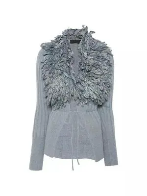 Liu Jo Fringe-trim Ribbed-knit Cardigan - Blue