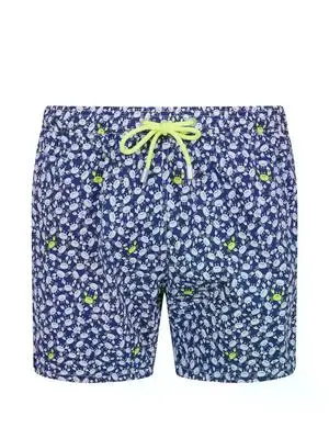 MC2 SAINT BARTH Crab-print Drawstring Swim Shorts - Blue