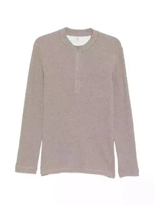 Brunello Cucinelli Henley-neck Waffle-knit Sweater - Grey