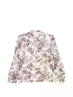 TRAME AUREE Bettina Floral-print Silk-blend Blouse - White