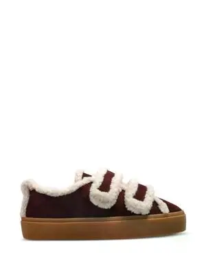 Inuikii Shearling Low Velcro Touch-strap Sneakers - Red