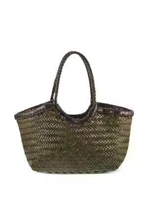 Dragon Nantucket Woven Leather Tote Bag - Green