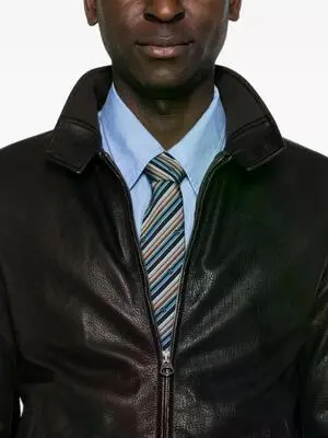 STEWART Zip-up Leather Jacket - Brown