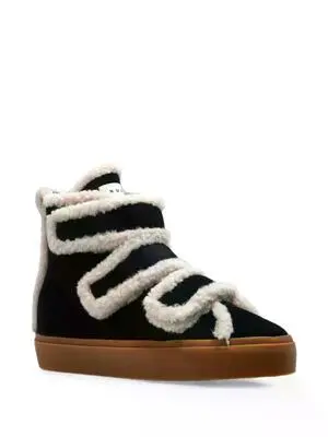 Inuikii Shearling Velcro Wedge Touch-strap Sneakers