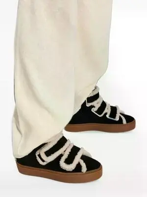 Inuikii Shearling Velcro Wedge Touch-strap Sneakers
