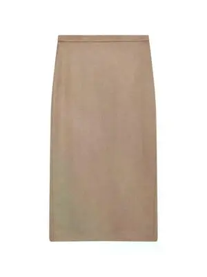 Max Mara High-waisted Rear-slit Midi Skirt - Neutrals