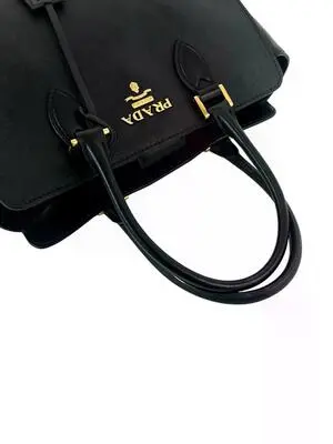 Prada 2010-2026 Saffiano And Soft Calf Satchel - Black
