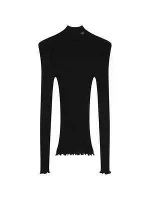 Prada Ribbed-knit Ruffle-trim Sweater