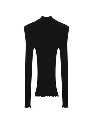 Prada Ribbed-knit Ruffle-trim Sweater