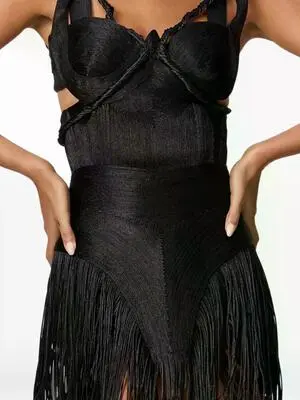 NORINA ST Riva Fringe-trimmed Cut-out Mini Dress