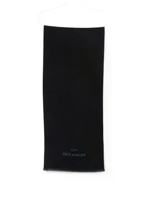 Paul & Shark Logo-embroidered Fringed Scarf - Blue