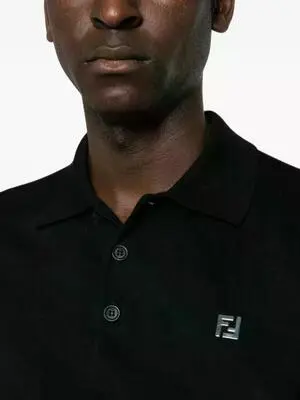 Fendi Long-sleeve Ff-plaque Polo Shirt