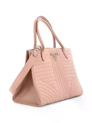 Prada Convertible Open Diagramme Quilted Leather Medium Tote Bag
