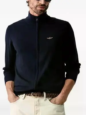 AERONAUTICA MILITARE Wool Zip-up Cardigan - Blue